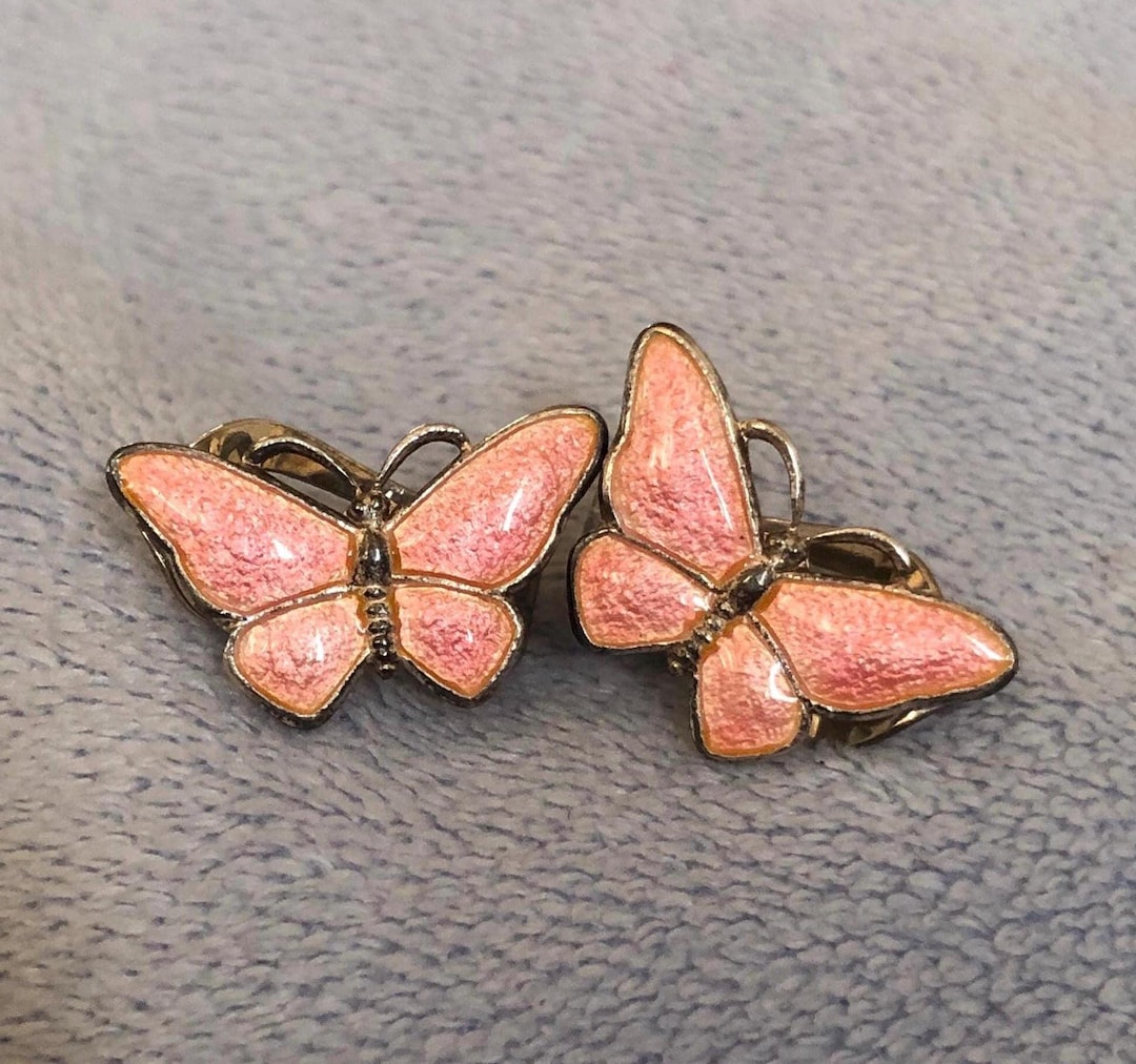 1960’s Volmer Bahner Denmark Pink Blush Enamel and Sterling Butterfly ...