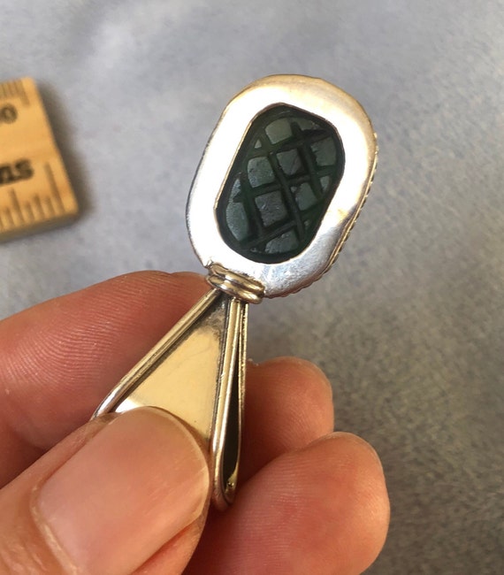 Art Deco Sterling silver Carved Green Verdite Stone E… - Gem