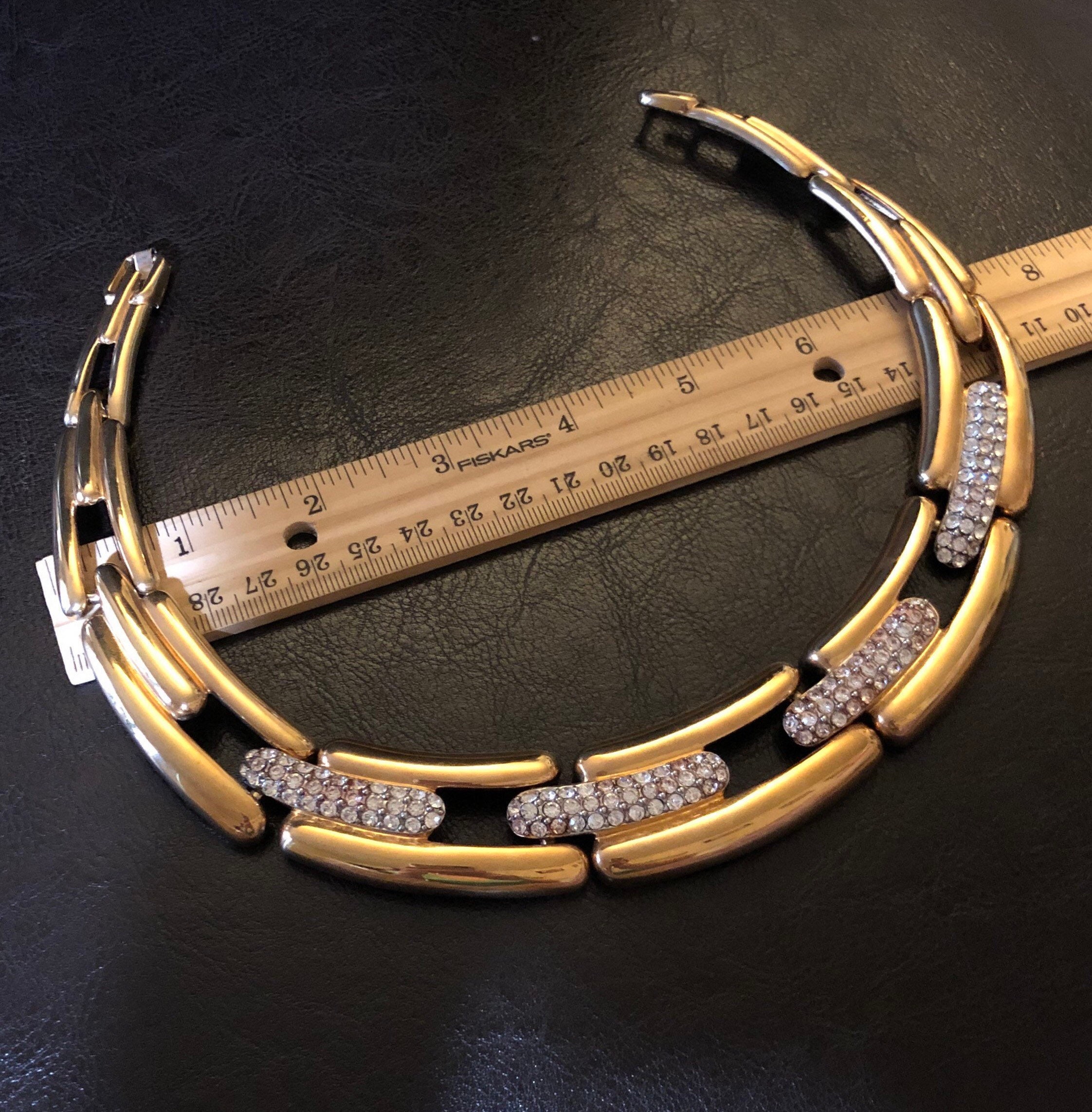 Vintage Dazzling Pave Set Crystals Chain Collar Necklace by Park Lane ...