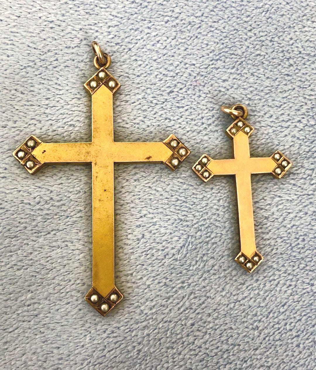 Pair of Antique Victorian His & Her Cross Pendants W/pearls - Etsy