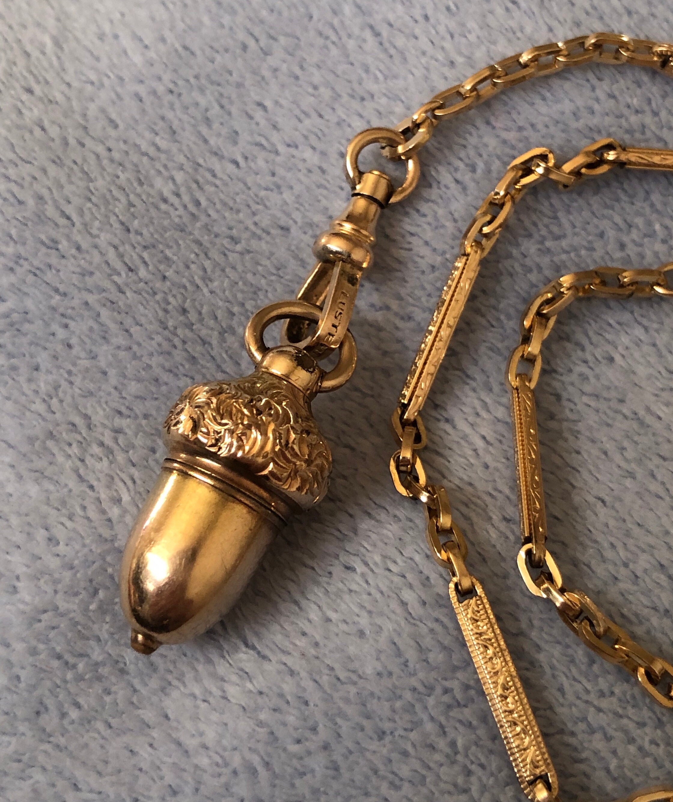 Victorian Pocket Watch Chain With Acorn Fob Rose Gold Filled - Etsy