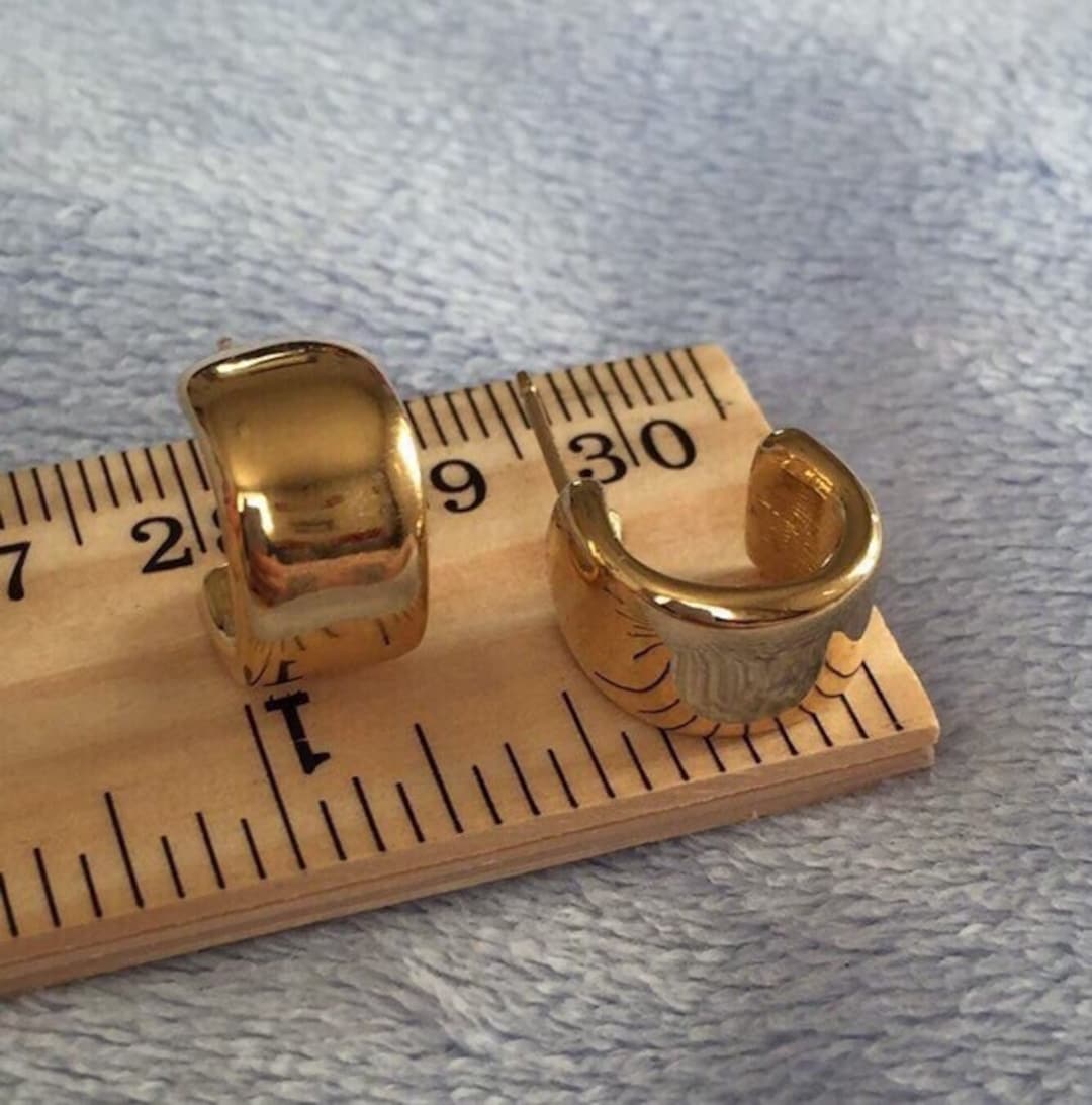 Rare Ralph Lauren RLL Earrings Wide Huggie Hoops 14K Posts - Etsy