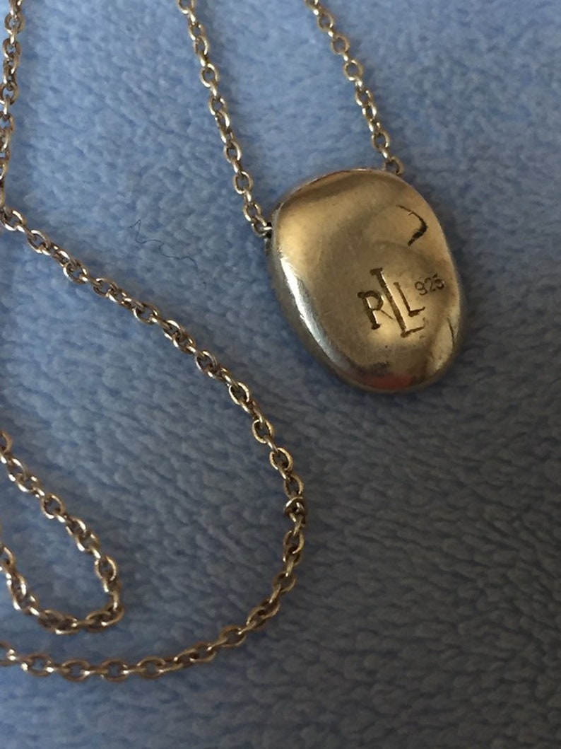 Original 1980's Sterling Silver Ralph Lauren RLL Bean Droplet Necklace ...