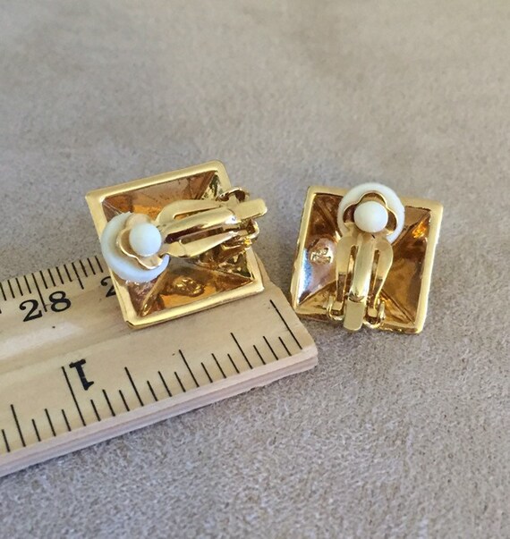 Classic Ralph Lauren RLL Pyramid Earrings Clip on - Gem