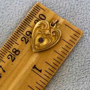 Antique Art Deco Very Tiny Heart Charm With Stone - Etsy