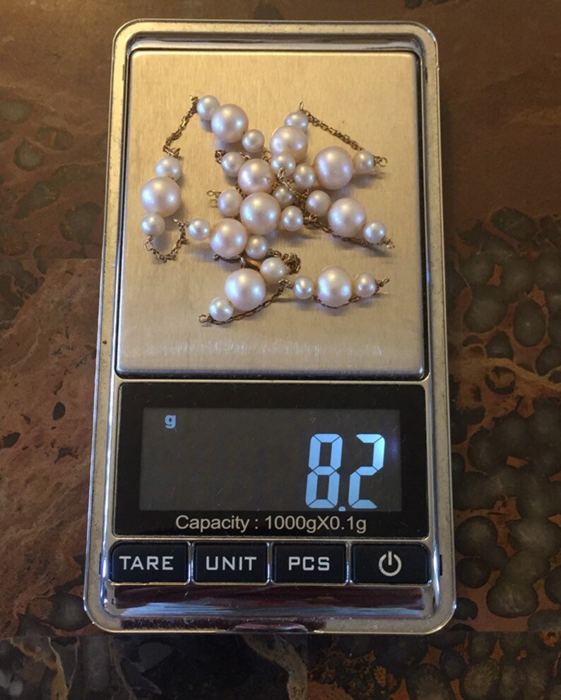 Vintage 14K Pearls Chain Necklace 16.5 Inch - Etsy