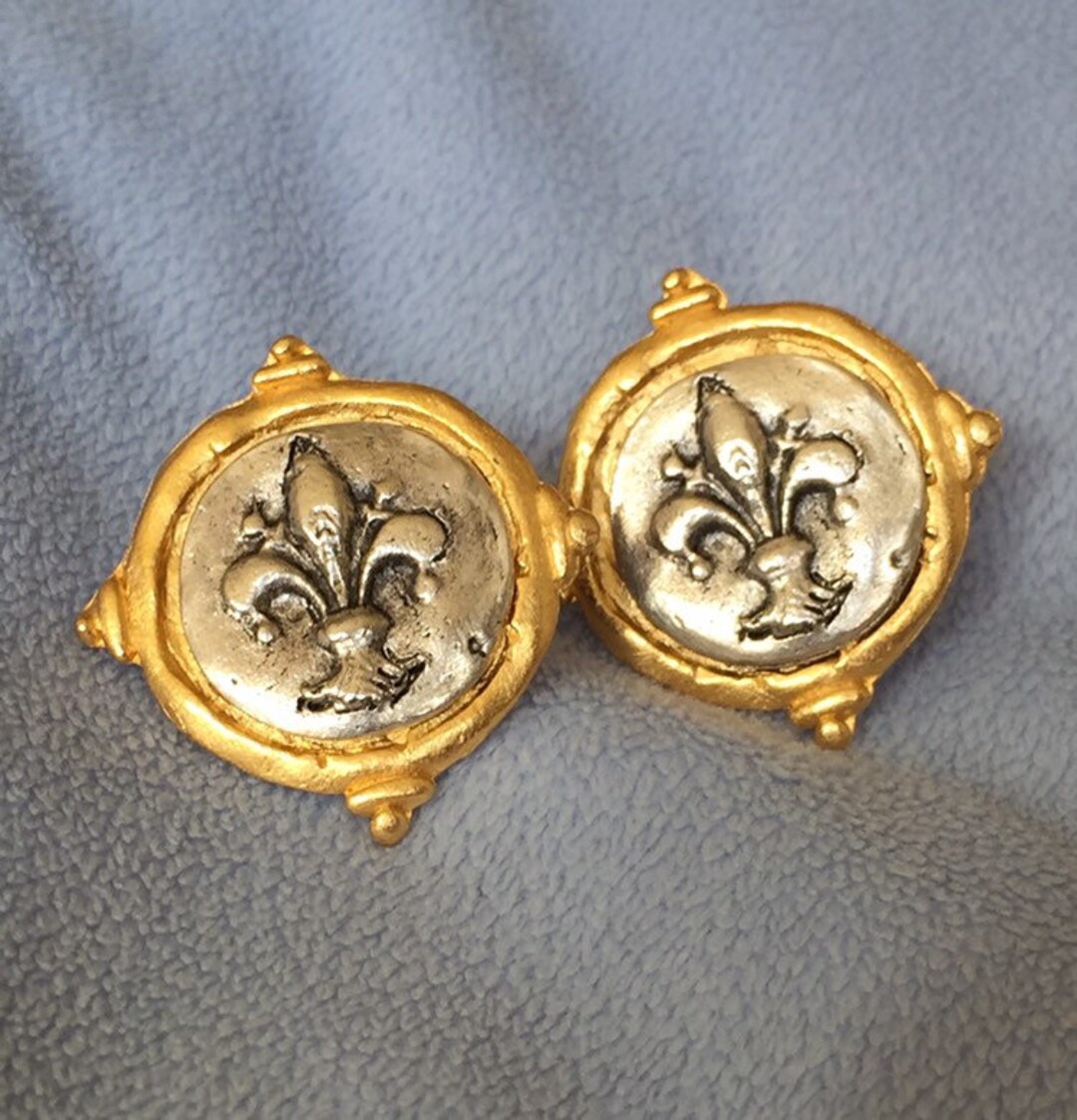 Vintage Etruscan Fleur De Lis Susan Shaw Earrings for Pierced Ears - Etsy