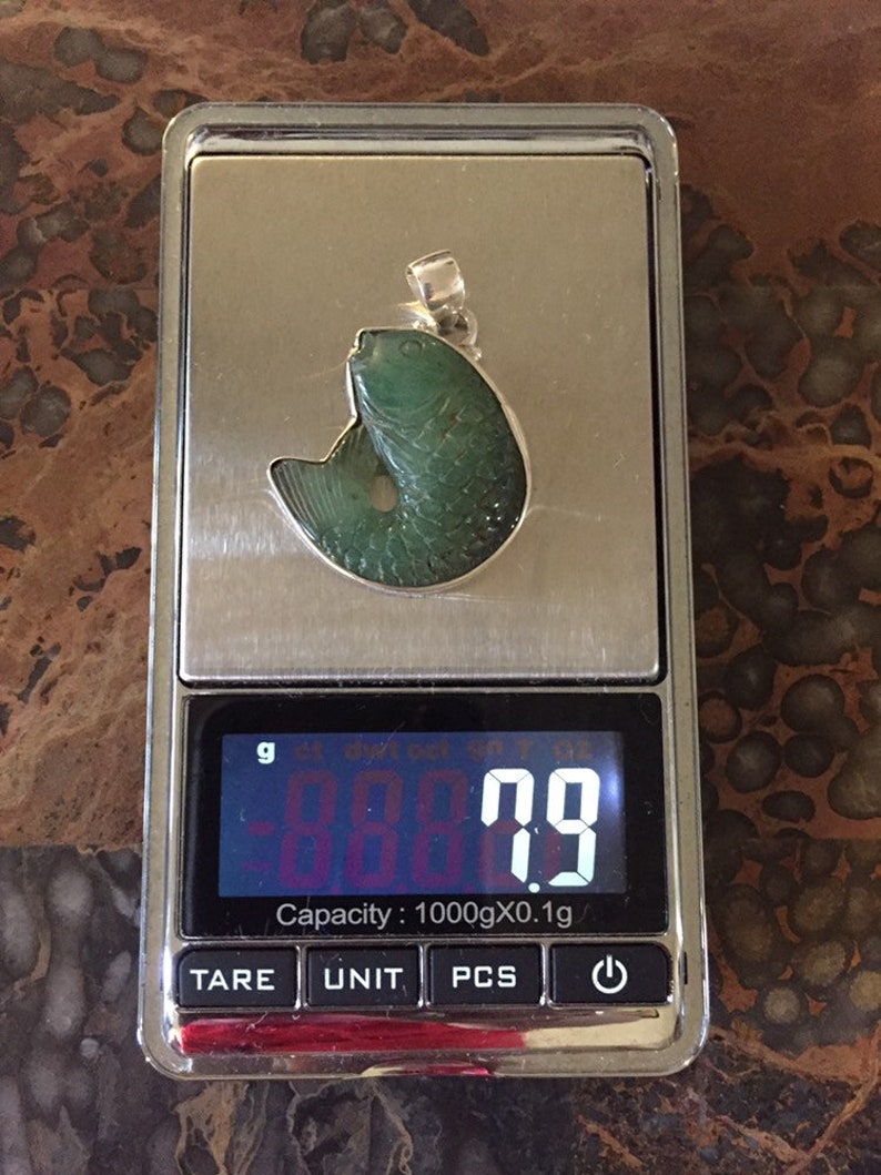 Carved Jade Fish Pendant Sterling Silver - Etsy