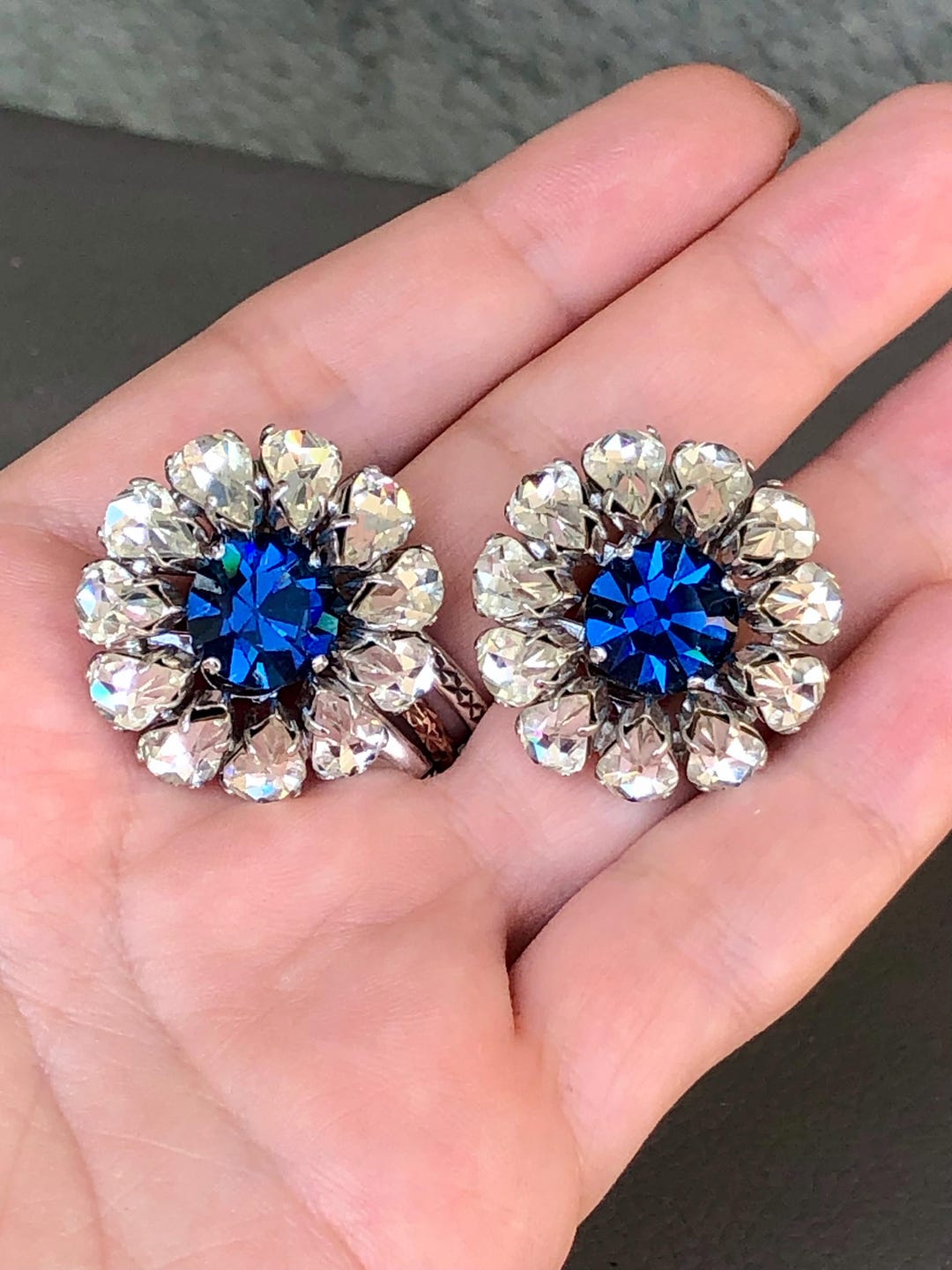 Christian Dior Couture 1965 Max Muller Blue Crystal Clip on Earrings - Etsy
