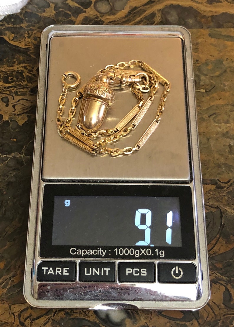 Victorian Pocket Watch Chain With Acorn Fob Rose Gold Filled - Etsy
