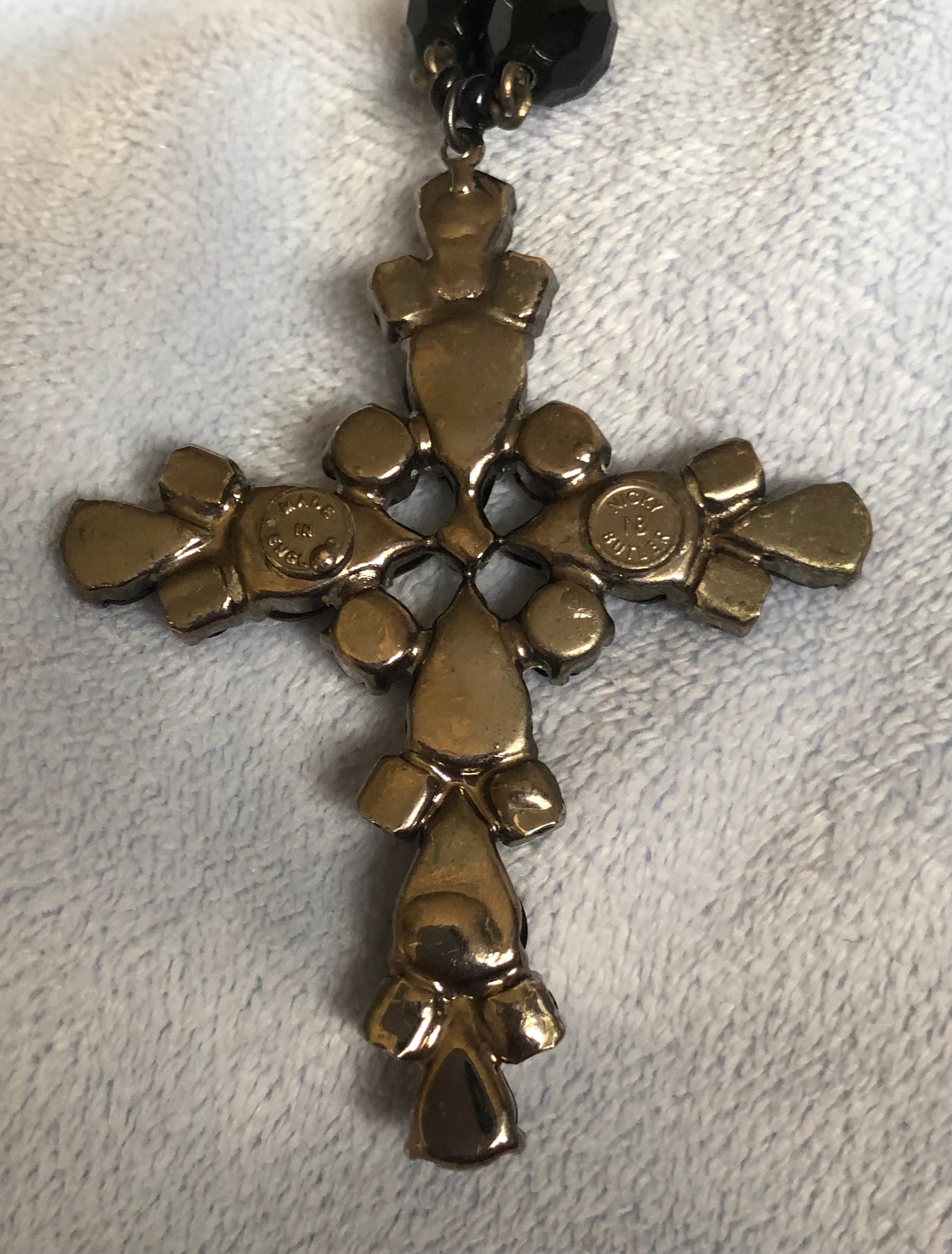 Nicky Butler Made in England Large Black Crystal Cross Necklace ...
