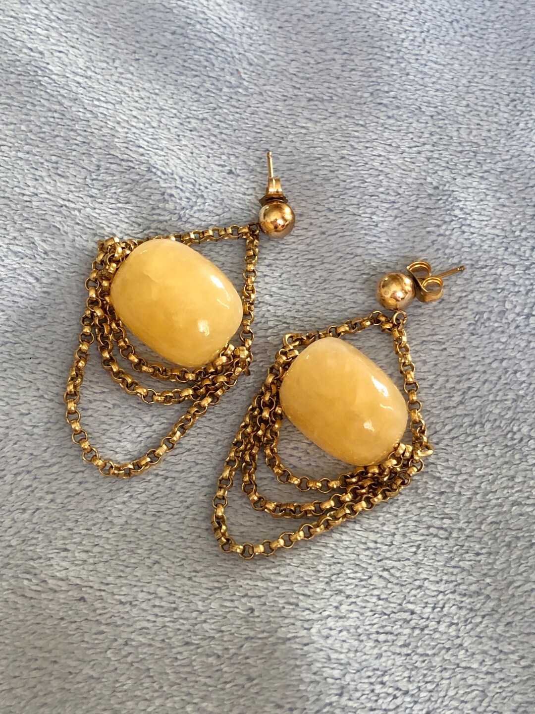 Antique 14K Gold Filled Yellow Butter Quartz Barrel Layered Chain ...