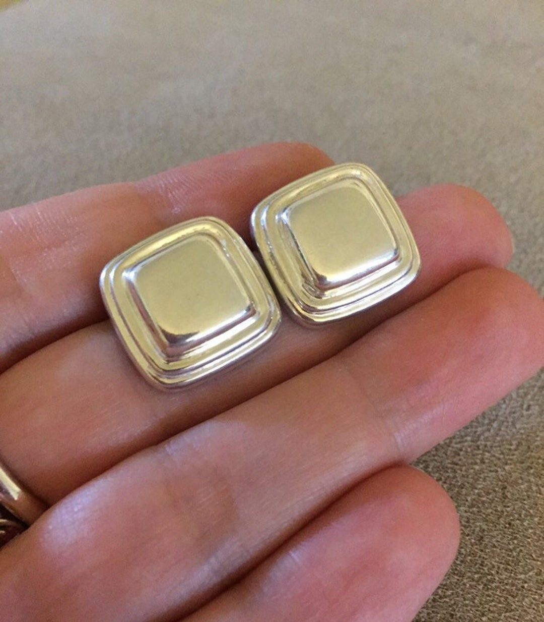 Vintage Sterling Silver Ralph Lauren RLL Square Signet Earrings - Etsy