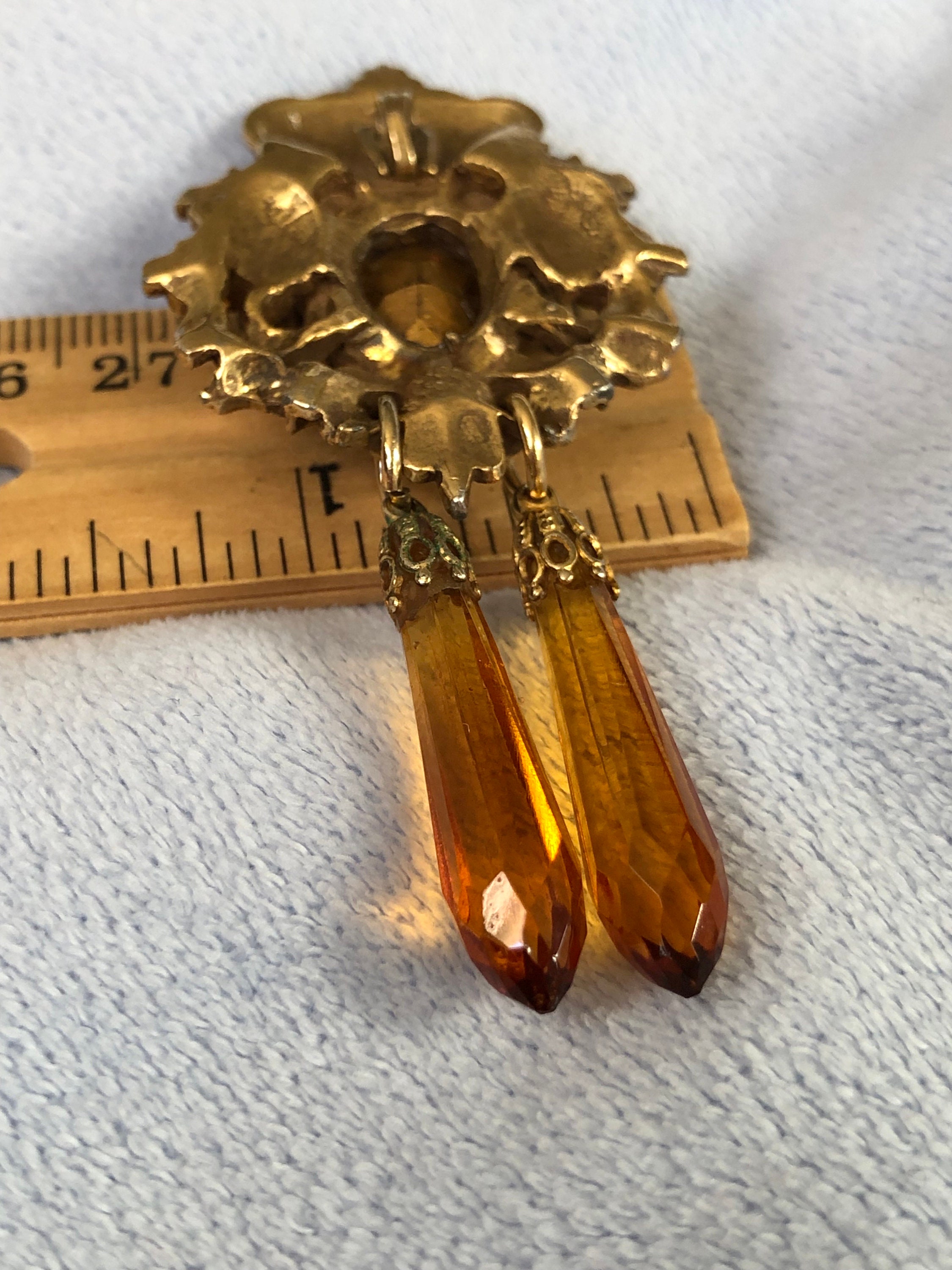 Vintage 1940-1960 Victorian Revival Heraldic Crown Pendent W/glass ...