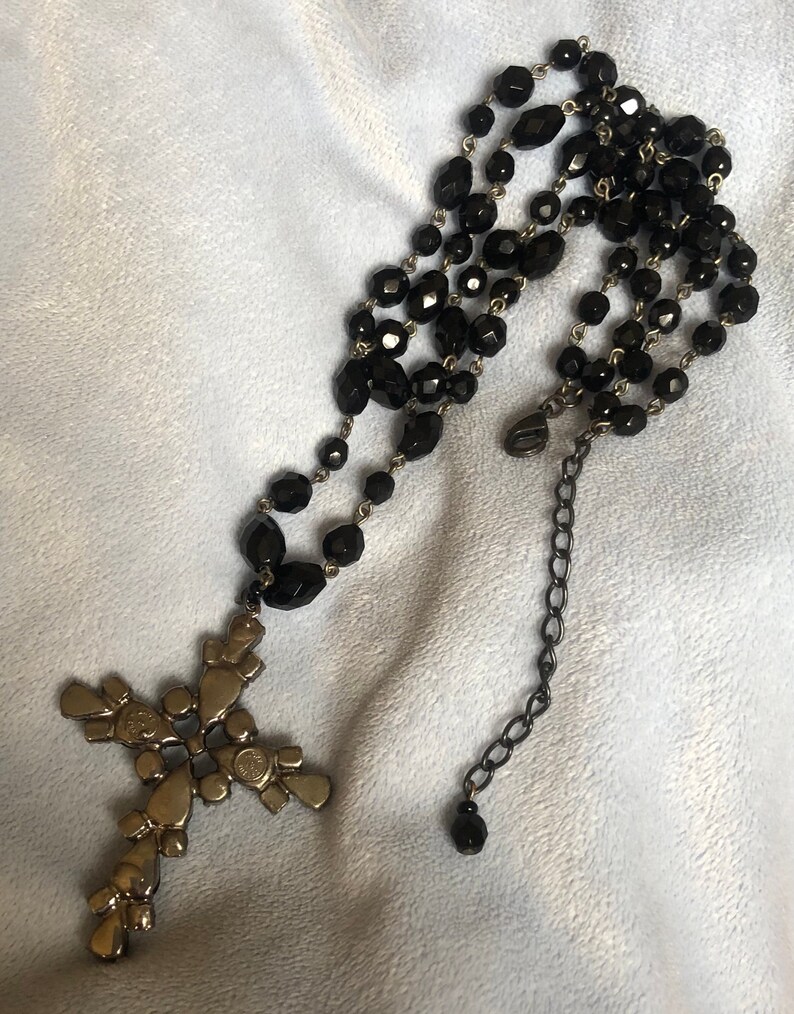 Nicky Butler Made in England Large Black Crystal Cross Necklace ...