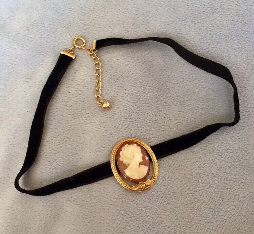 1940- 1950’s Winard 12K GF Carved Shell Cameo Slide Necklace Narrow ...