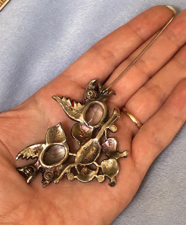 Fred Gray Art Deco Red Birds on Egg Nest Brooch - Etsy