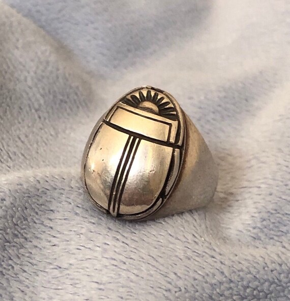 Art Deco Egyptian Sterling Silver Scarab Beetle Unise… - Gem