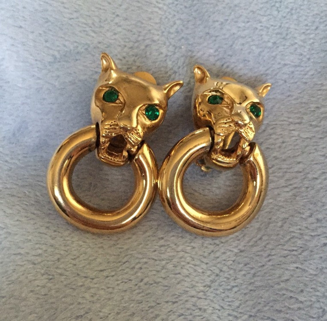 Vintage 1970s Givenchy Jaguar Panther Hoop Gripoix Earrings - Etsy