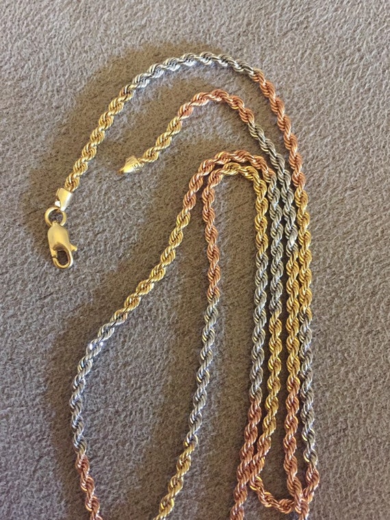 1980’s Vintage multicolor 18K Solid Gold 750 Rope Cha… - Gem