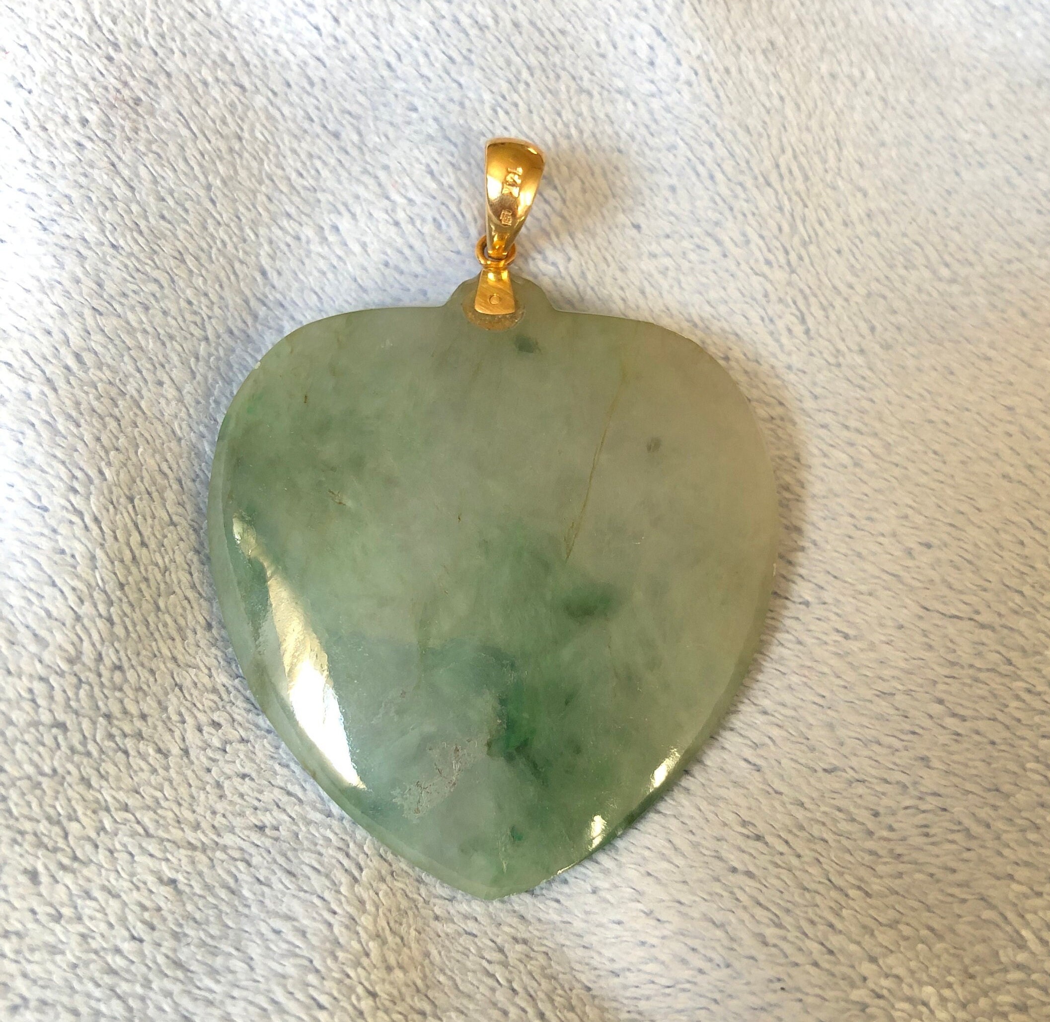 Vintage 14K Gold Heart Jade Pendant Translucent Moss Jade - Etsy