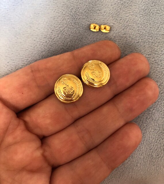 Vintage Ralph Lauren 14K Gold stem RLL Logo earrings … - Gem