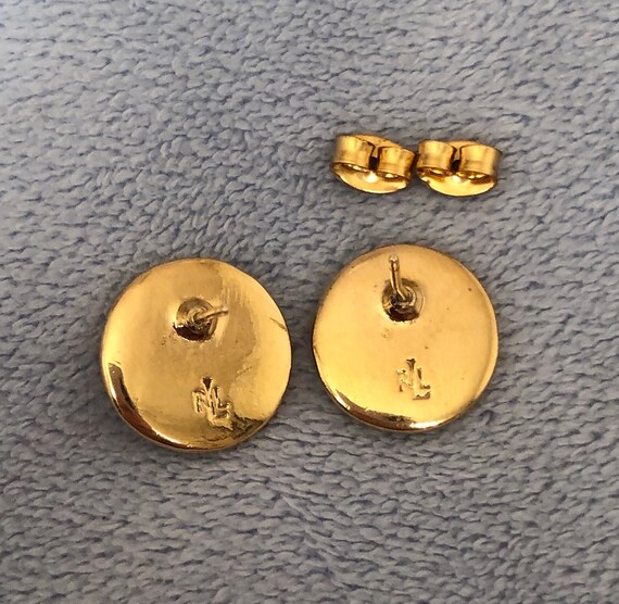 Vintage Ralph Lauren 14K Gold stem RLL Logo earrings … - Gem