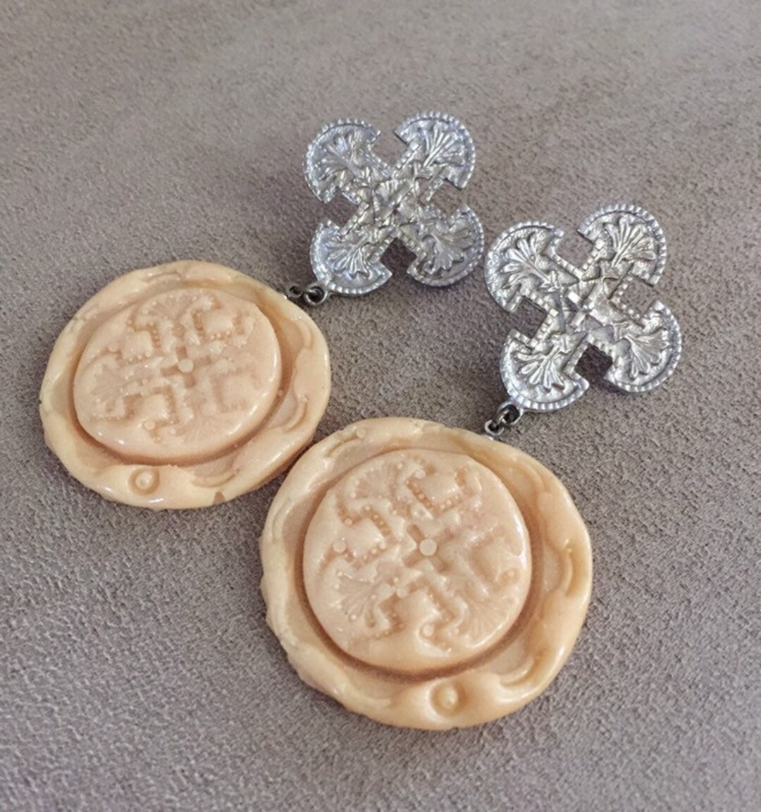 Vintage 1980’s Signed Laura Vogel Maltese Cross Earrings - Etsy