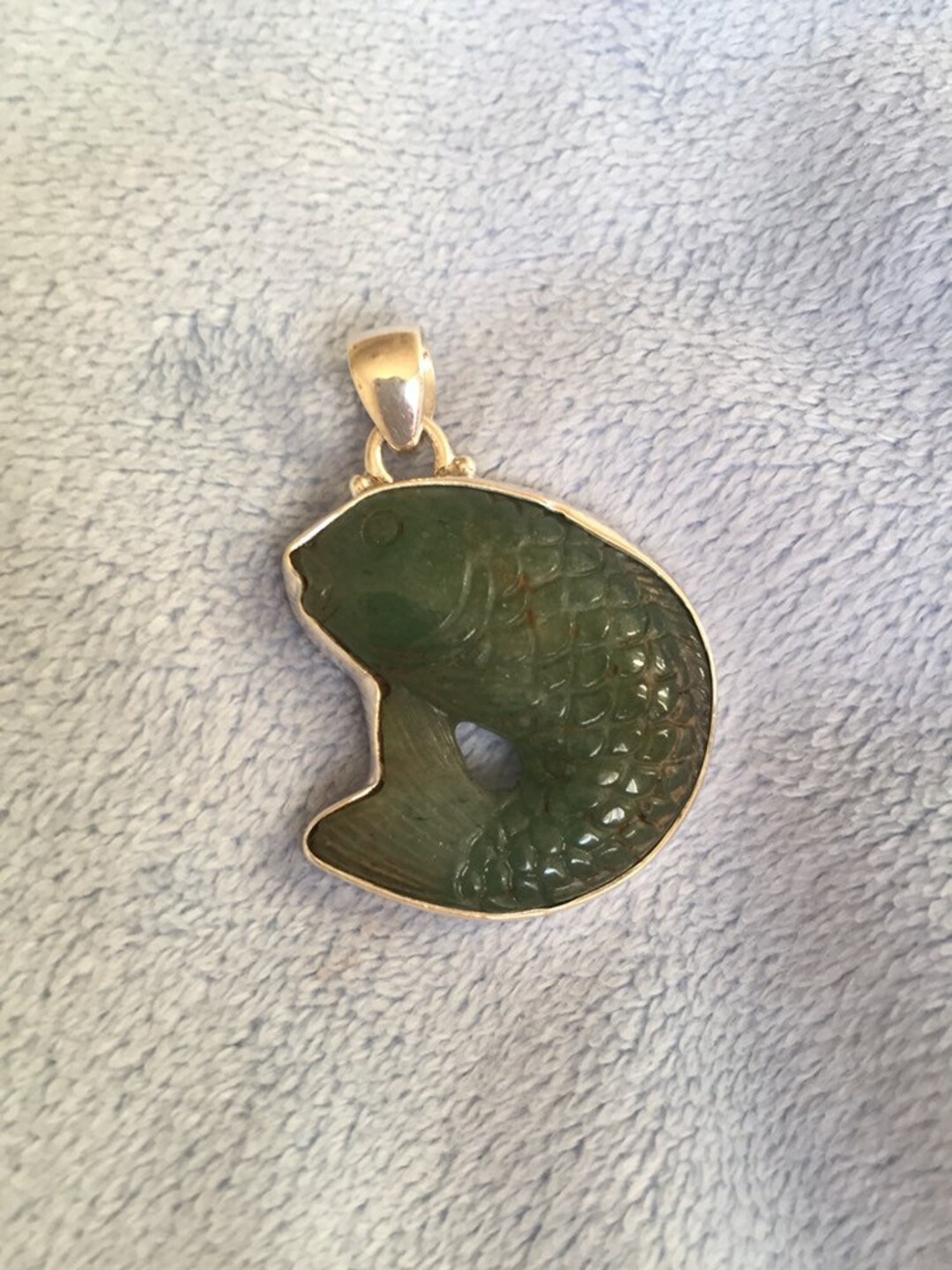 Carved Jade Fish Pendant Sterling Silver - Etsy