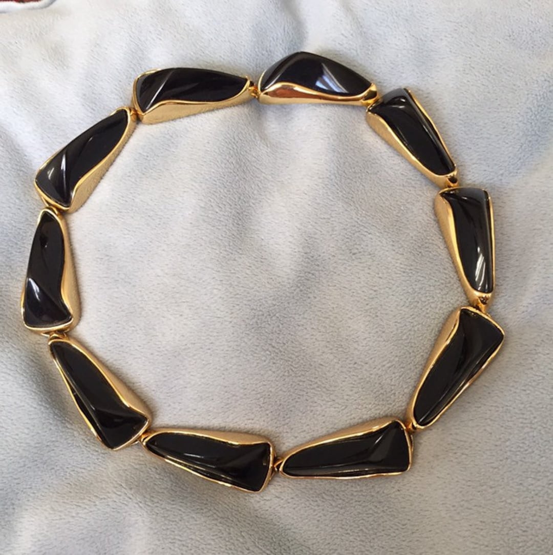 Vintage Ralph Lauren Black Lucite Waive RLL Necklace 16.5" - Etsy