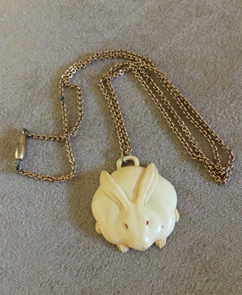 Antique Hand Carved Rabbit Pendant Solid Piece W/chain Necklace - Etsy UK