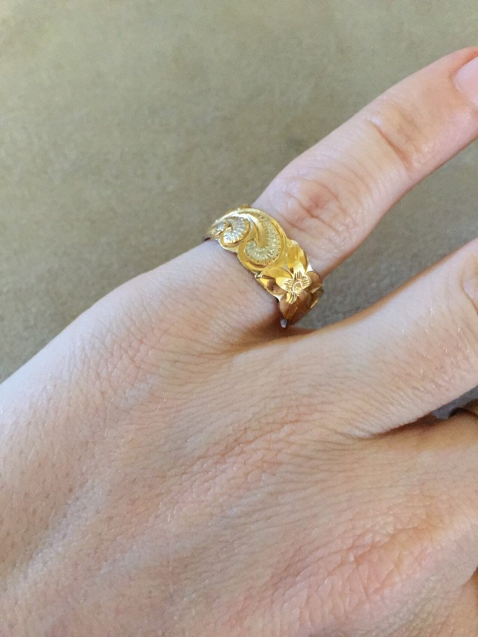 Beautiful Engraved Wide Band Ornate Ring Sterling Silver Size - Etsy