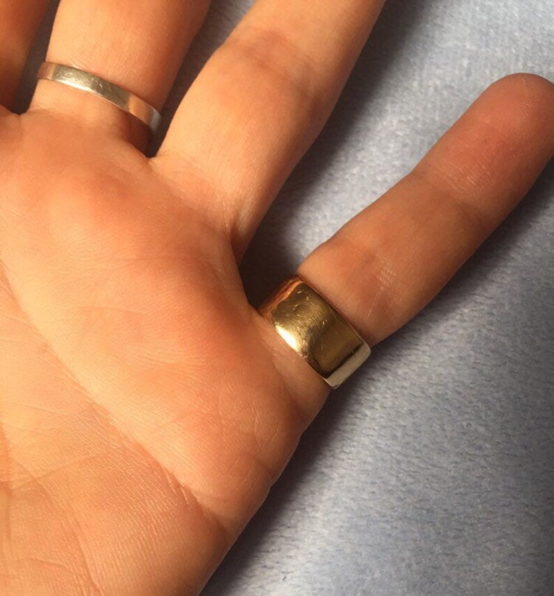 Art Deco 14K Solid Gold Band Pinky Band Round Hammerd Pebbles - Etsy