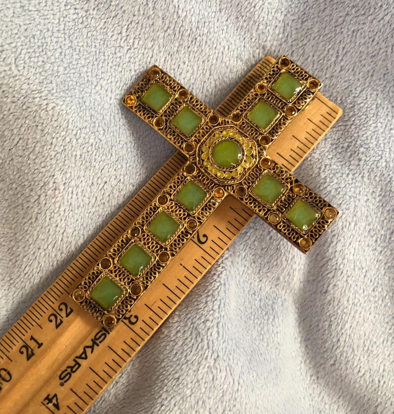 MMA Metropolitan Museum of Art Vintage Green Large Cross Pendant 3” - Etsy