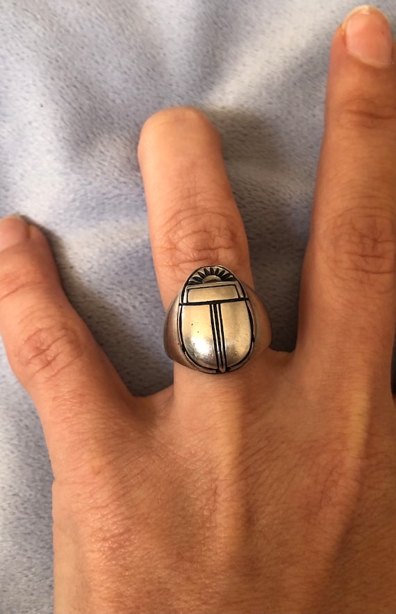 Art Deco Egyptian Sterling Silver Scarab Beetle Unise… - Gem