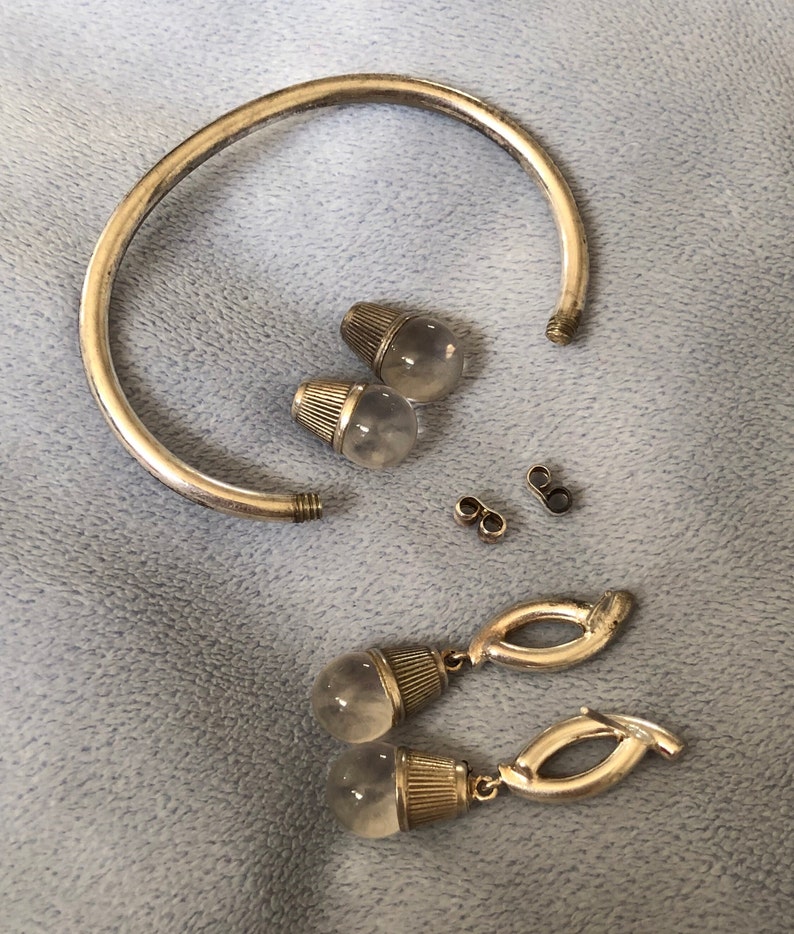 Vintage 1960 Modernist Pools of Light Crystal Bracelet and Earrings Set ...