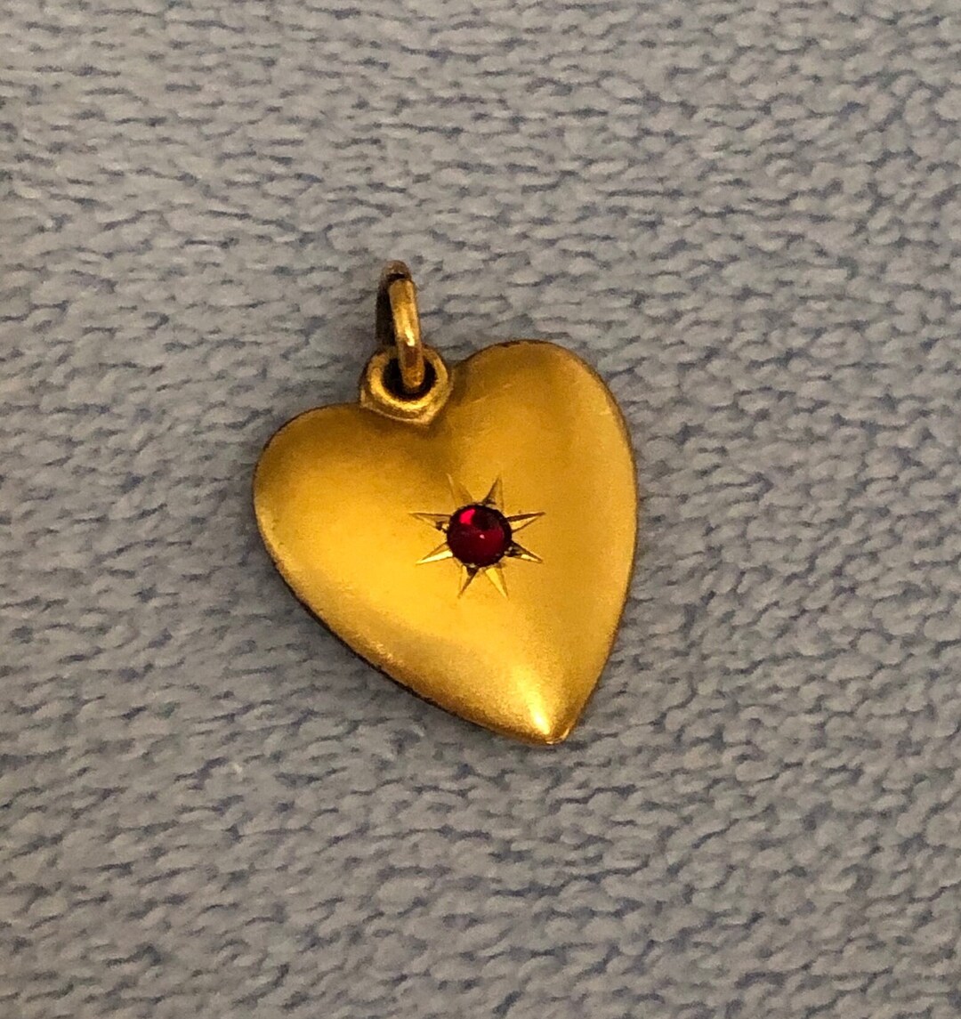 Antique Super Tiny Puffy Heart W/pointy Garnet Pendant Charm - Etsy
