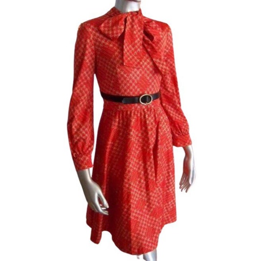 Rare Jonathan Logan Secretary GEEK Ascot BOW Red Dress - Gem