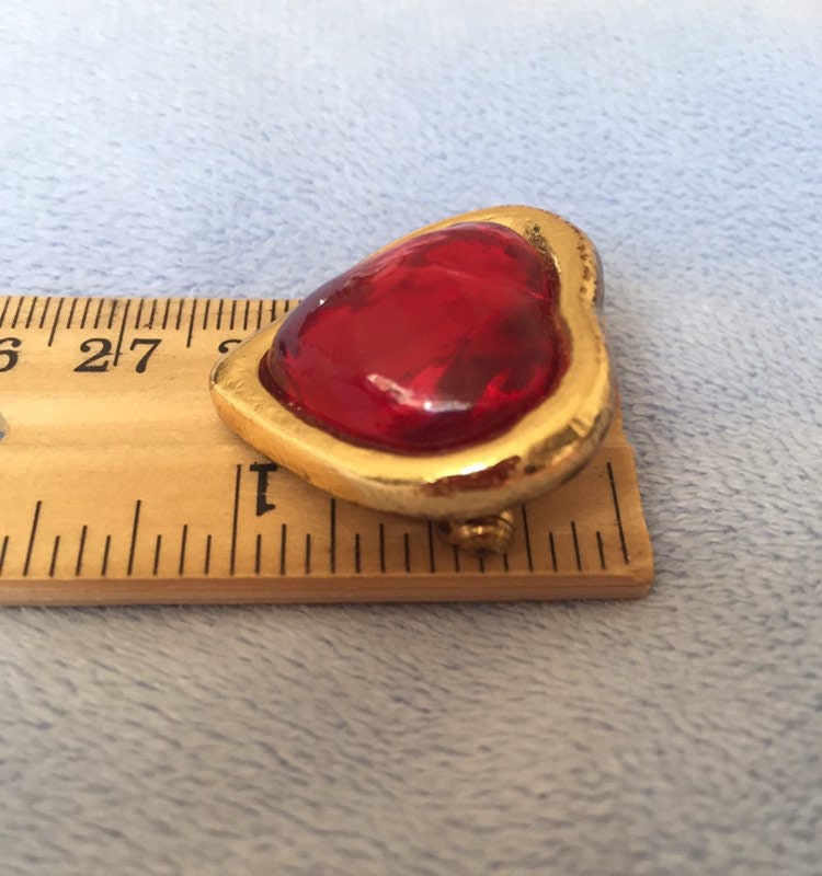 Gorgeous YSL Yves Saint Laurent Red Heart Pin Brooch - Etsy