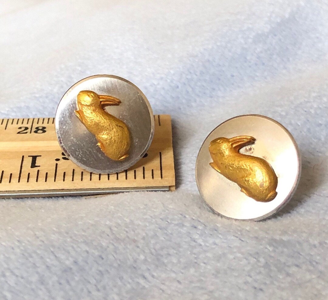 Antique Art Deco Sterling Silver Rabbit Disk Earrings - Etsy