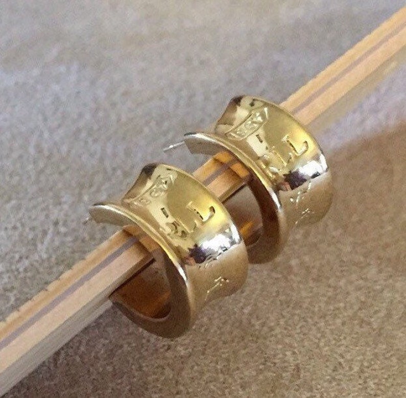 Ralph Lauren RLL 1967 Signet Wide Hoop Earrings Wide Huggie Hoops 14K ...