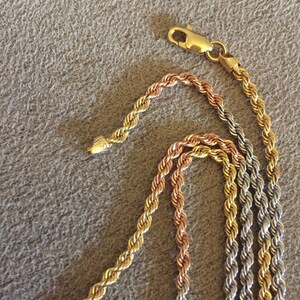 1980’s Vintage Multicolor 18K Solid Gold 750 Rope Chain W/pyramid Rock ...