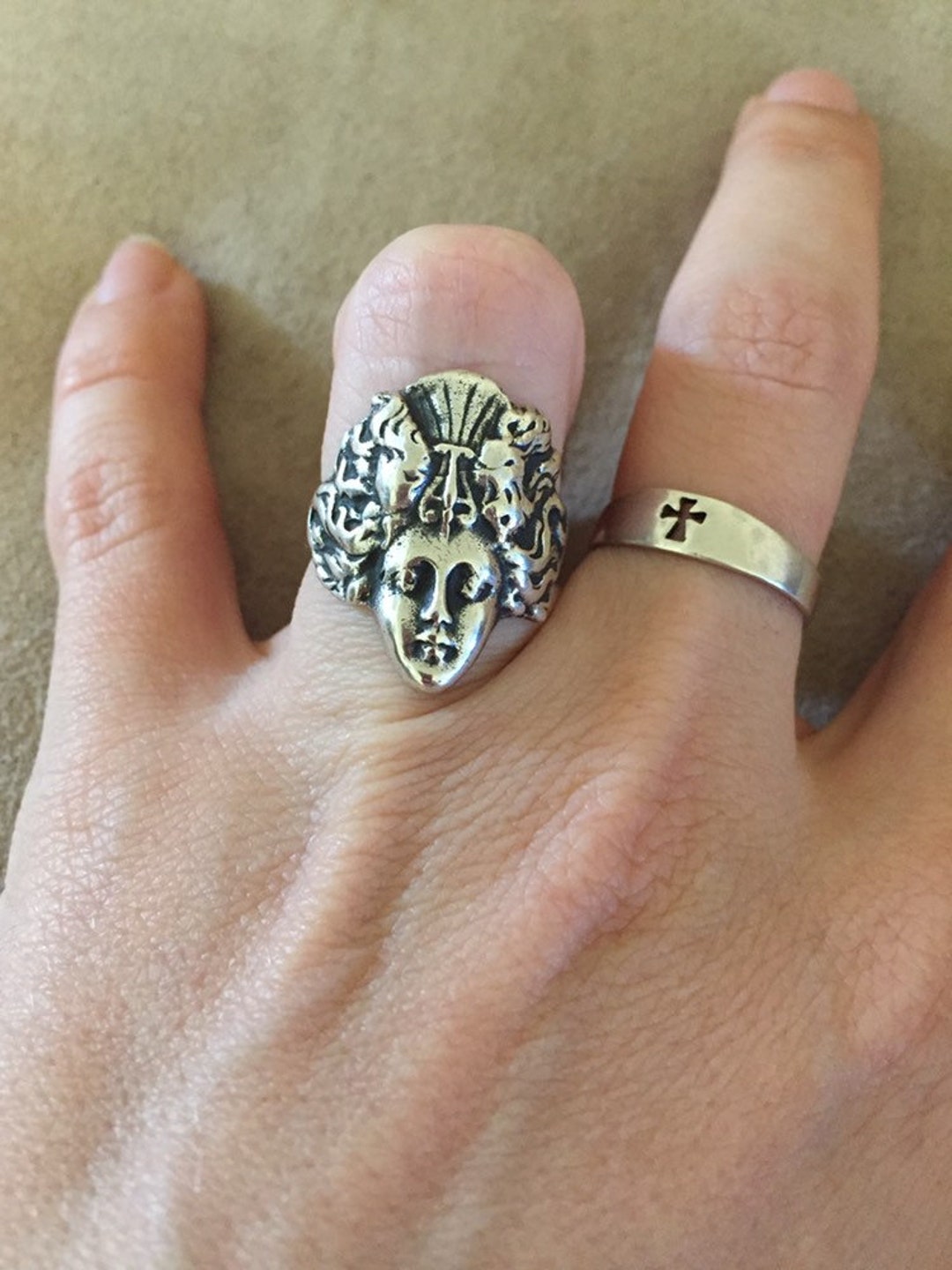 Art Deco Sterling Silver Ring Spiritual Woman Harp Queen Ring - Etsy