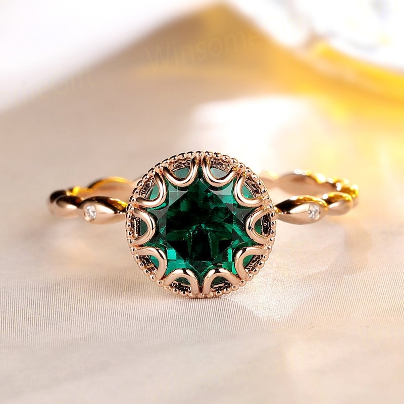 Green Stone Ring - Etsy