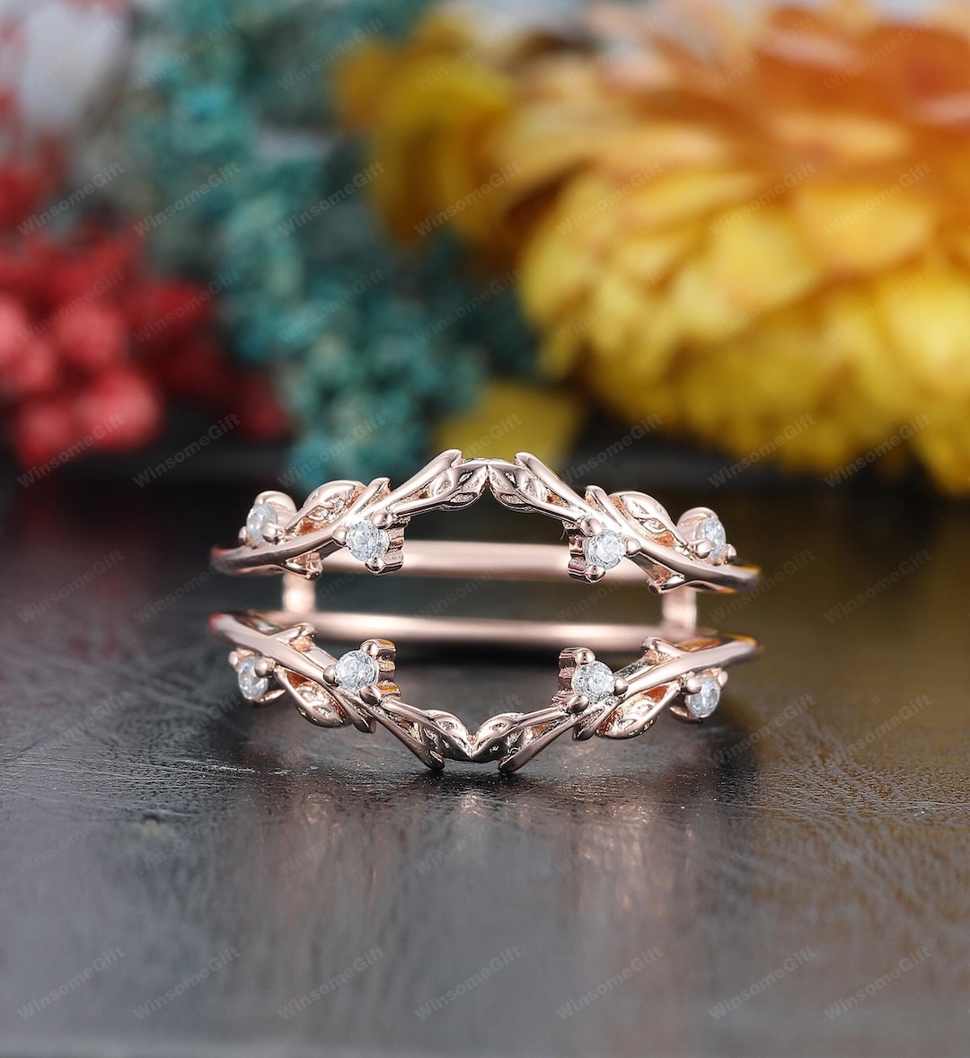 Vintage Moissanite Enhancer Curved Band,stackable Ring,natural Inspired ...