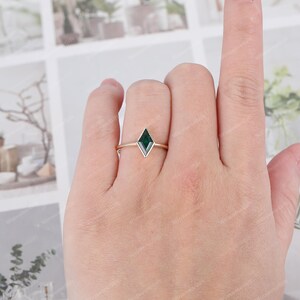 Simple Bezel Set Rhombus Shaped Emerald Ring, Emerald Engagement ...