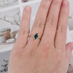 Simple Bezel Set Rhombus Shaped Emerald Ring, Emerald Engagement ...