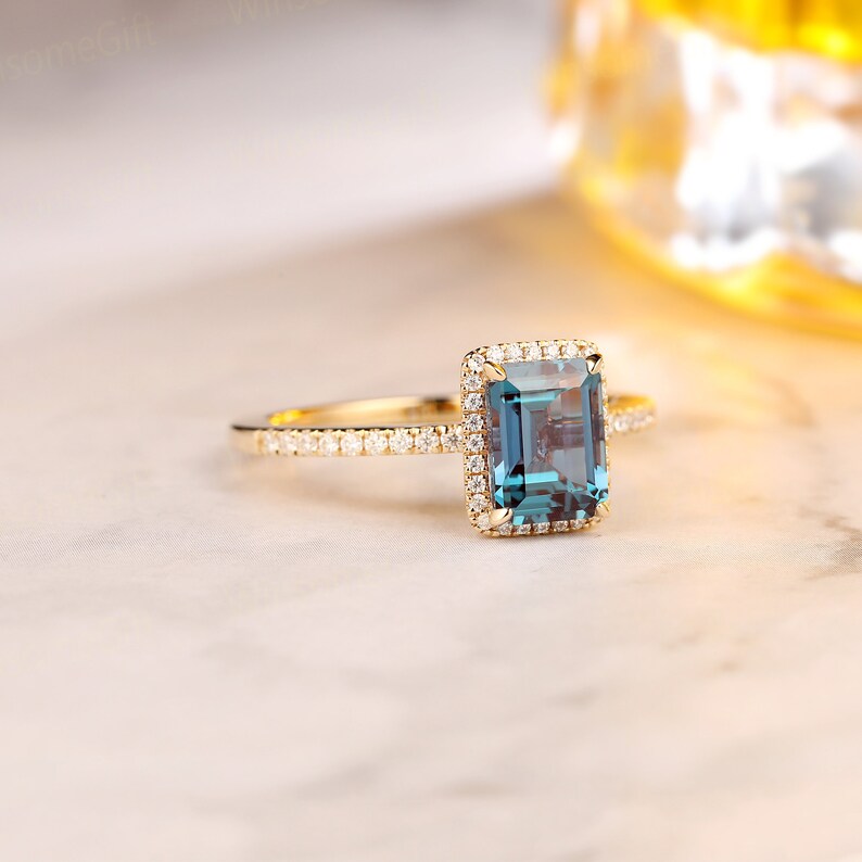 June Birthstone Ring Vintage Wedding Ring 2.00CT Emerald Cut - Etsy