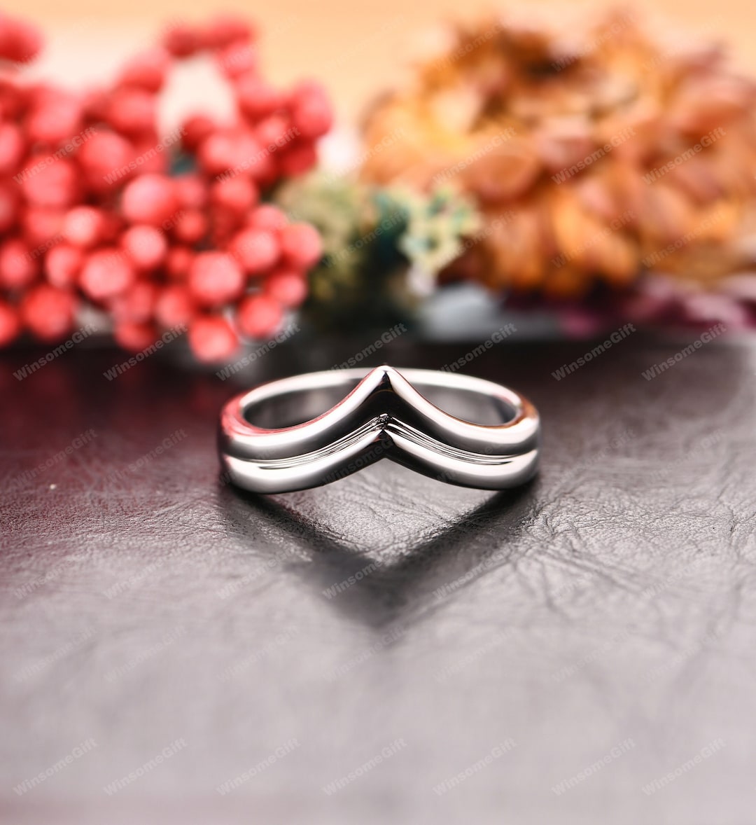 Wide Band Wedding Ring, 14K Solid White Gold Women's Ring, Plain Curved ...