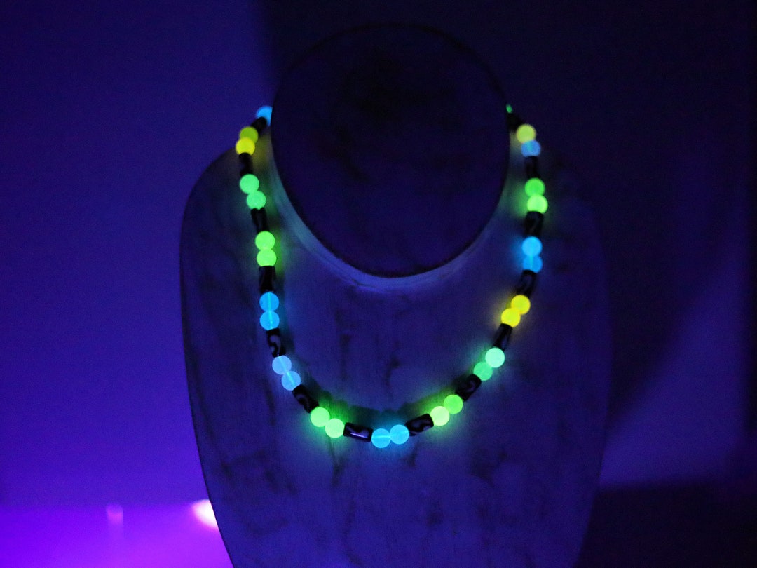 Glow UV Necklace Glow Bead Necklace Bohemian Festival - Etsy